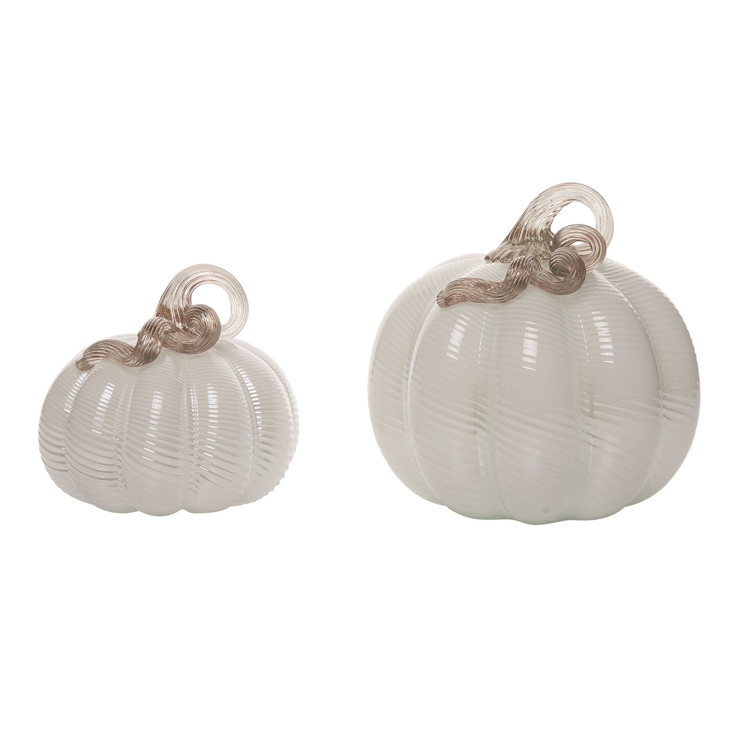 Transpac Off-White Harvest Swirl Pumpkins Set of 2, Glass Decorative ...