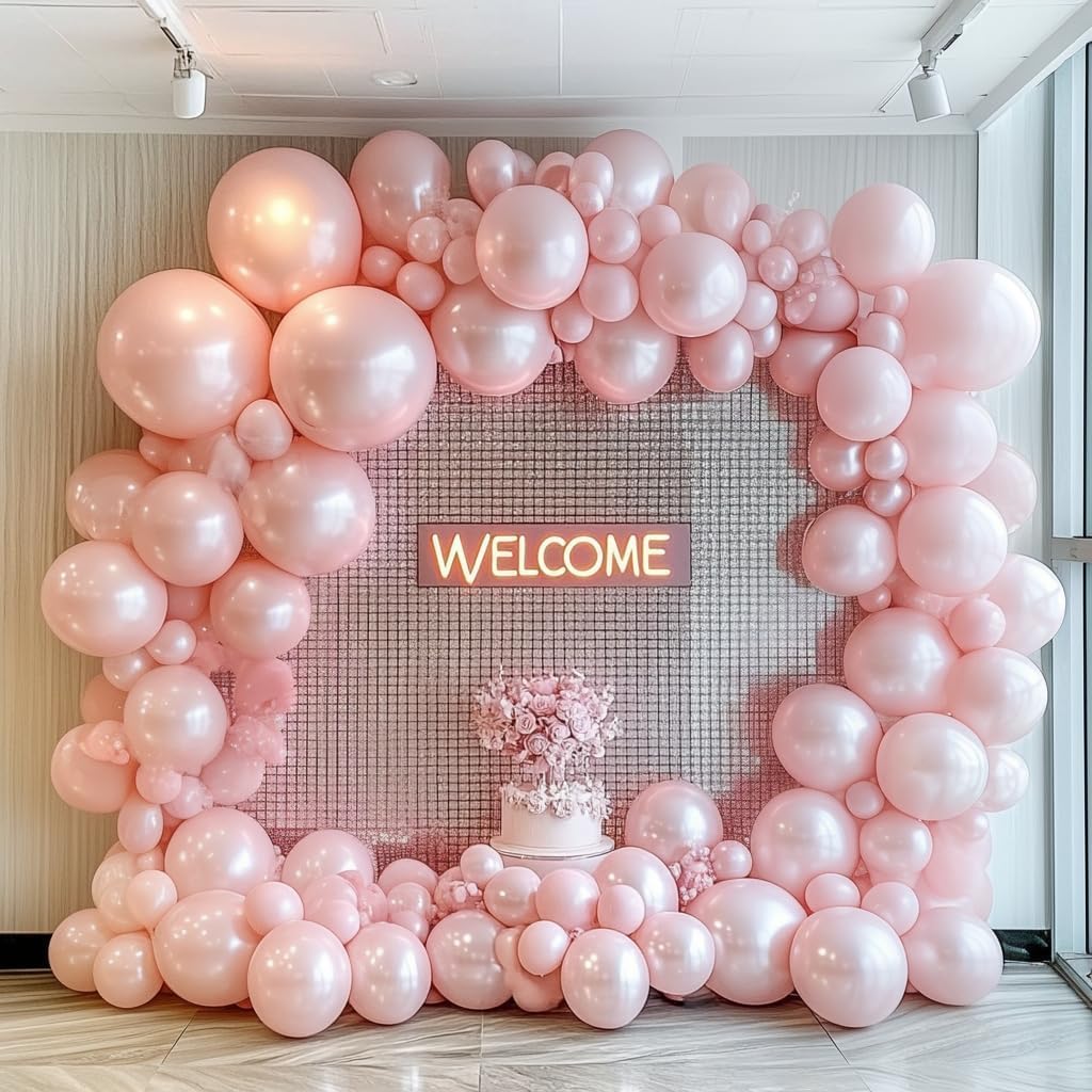 Pearl Pink Balloons Double Stuffed Pastel Light Pink Balloon Arch Kit ...