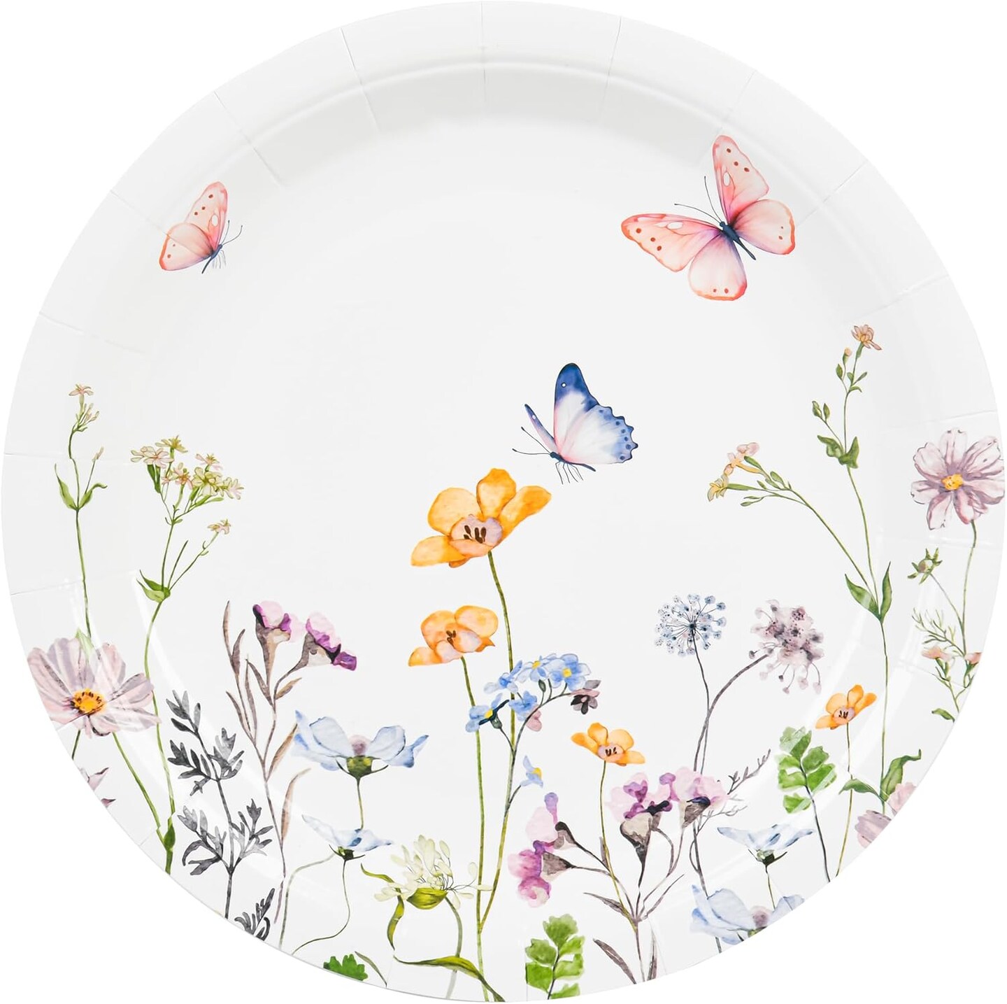 24Pcs Wildflower Paper Plates Watercolor Floral Disposable Party ...
