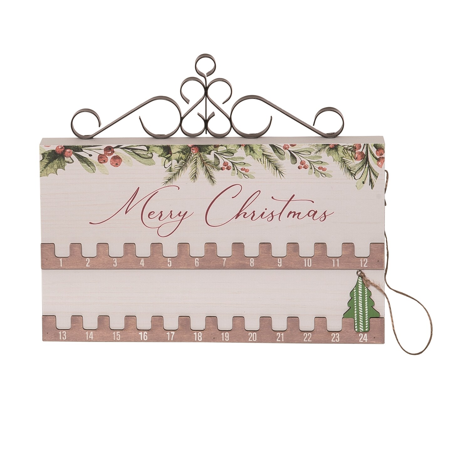 Transpac Wood 11.81 in. Multicolor Christmas Moveable Tree Countdown ...