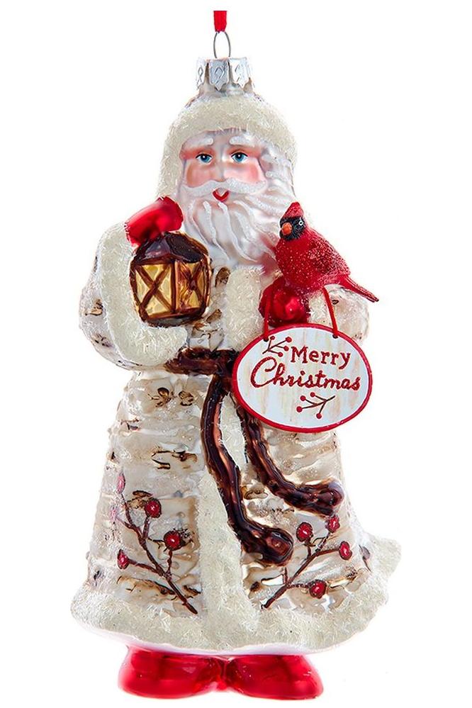 6" Glass Birch Berries Santa Ornament | Michaels