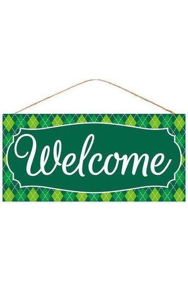 12" Wooden Sign: Welcome (Green) | Michaels