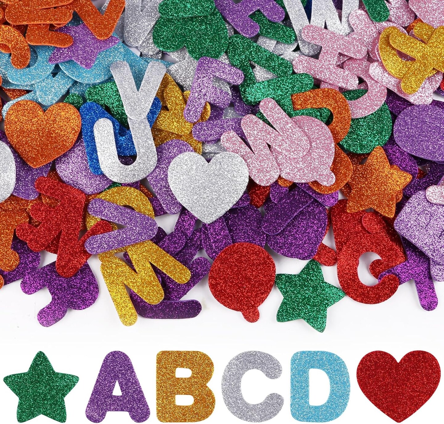 280 PCS Glitter Foam Letter Stickers, 10 Colors A-Z Alphabet Letters ...