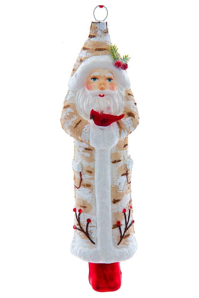 8" Glass Birch Berries Santa With Bird Ornament | Michaels