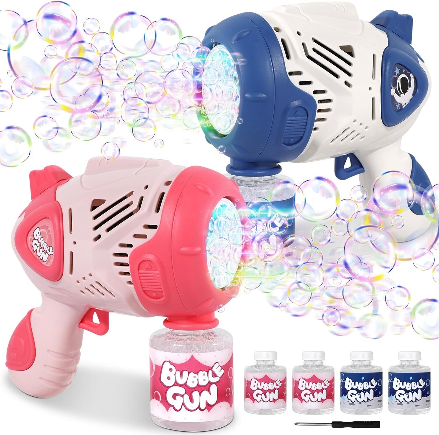 2 Pack Bubble Gun for Kids Ages 4-8, 20 Holes Bubble Machine Blaster ...