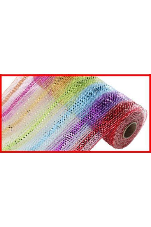 10" Metallic Stripe Mesh Ribbon: Rainbow (10 Yards) | Michaels