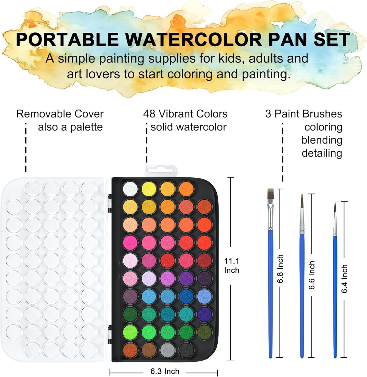 58 Pack Watercolor Paint Set, Colors Watercolor Pan with 10 Paint ...