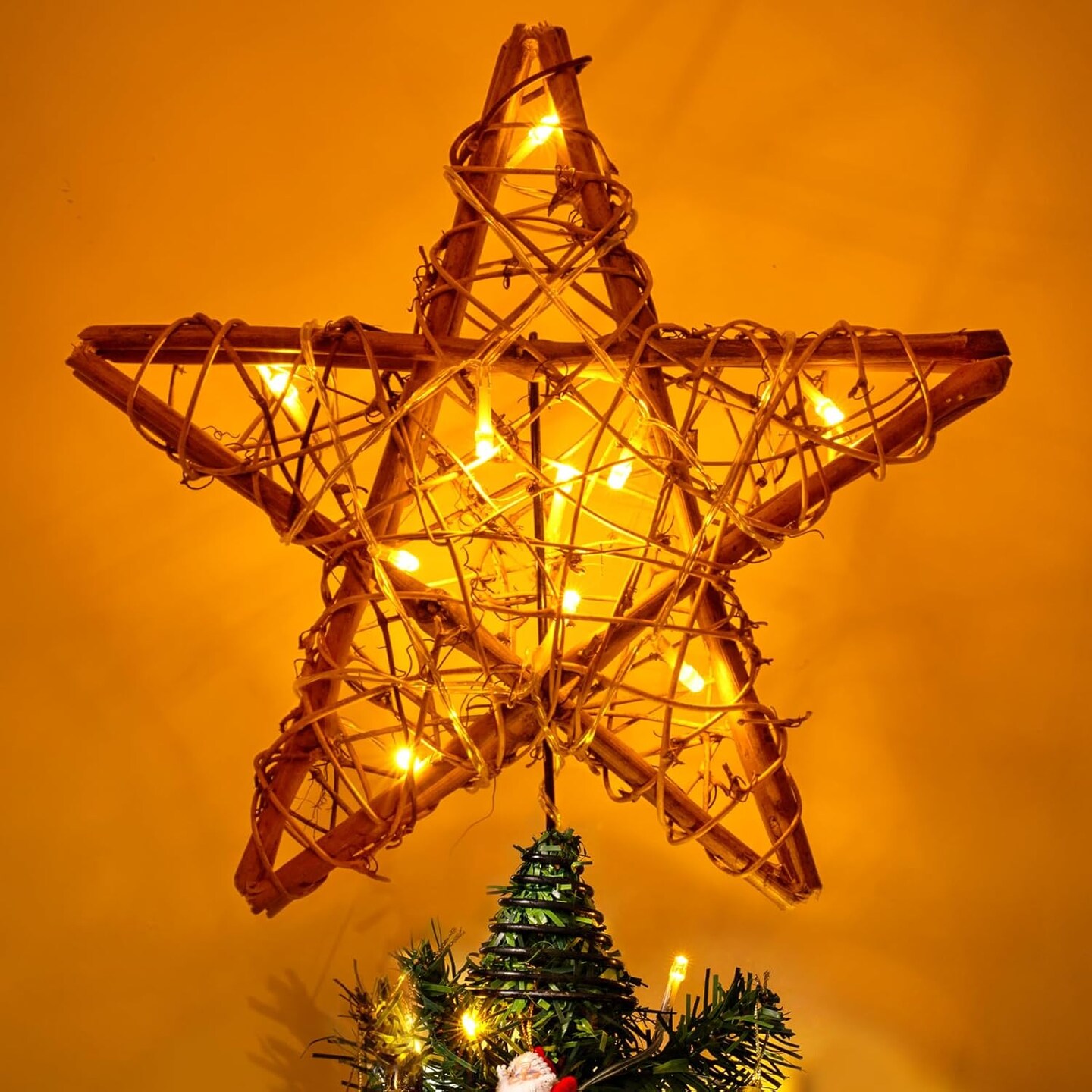 Christmas Tree Topper, Rustic Rattan Star Treetop Christmas Tree ...