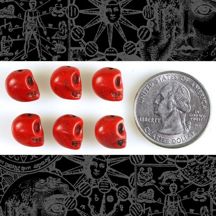Six Red 8mm x 10mm Skull Magnesite Beads - Bead-B24 | Michaels