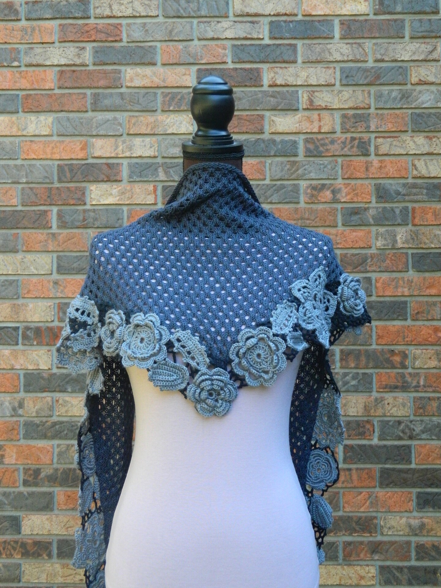 Shawl wrap floral Irish crochet lace shawl designer accessory for women ...