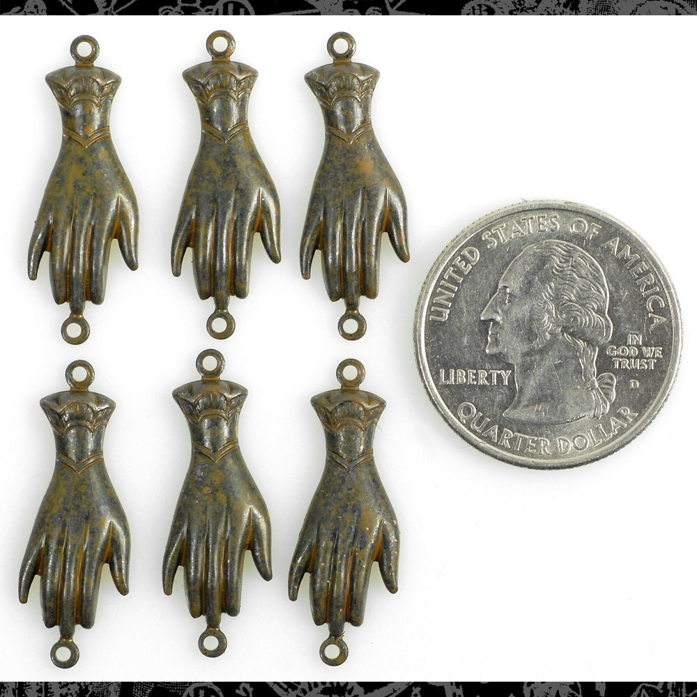 Chocolate Brown Plated Brass Hand Connectors - Set of Six - RB-2C15 ...