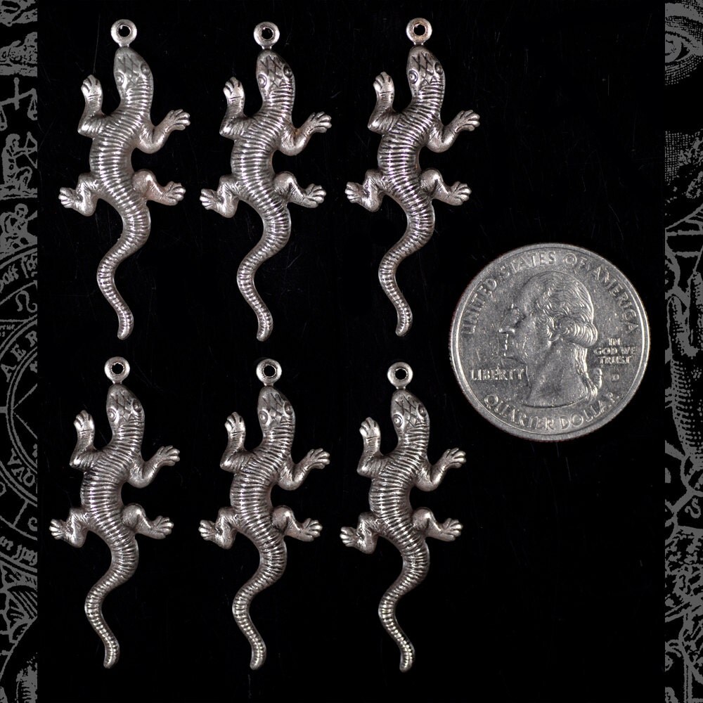 Antiqued Silver Plated Brass Lizard Charms Pendants can be used as ...