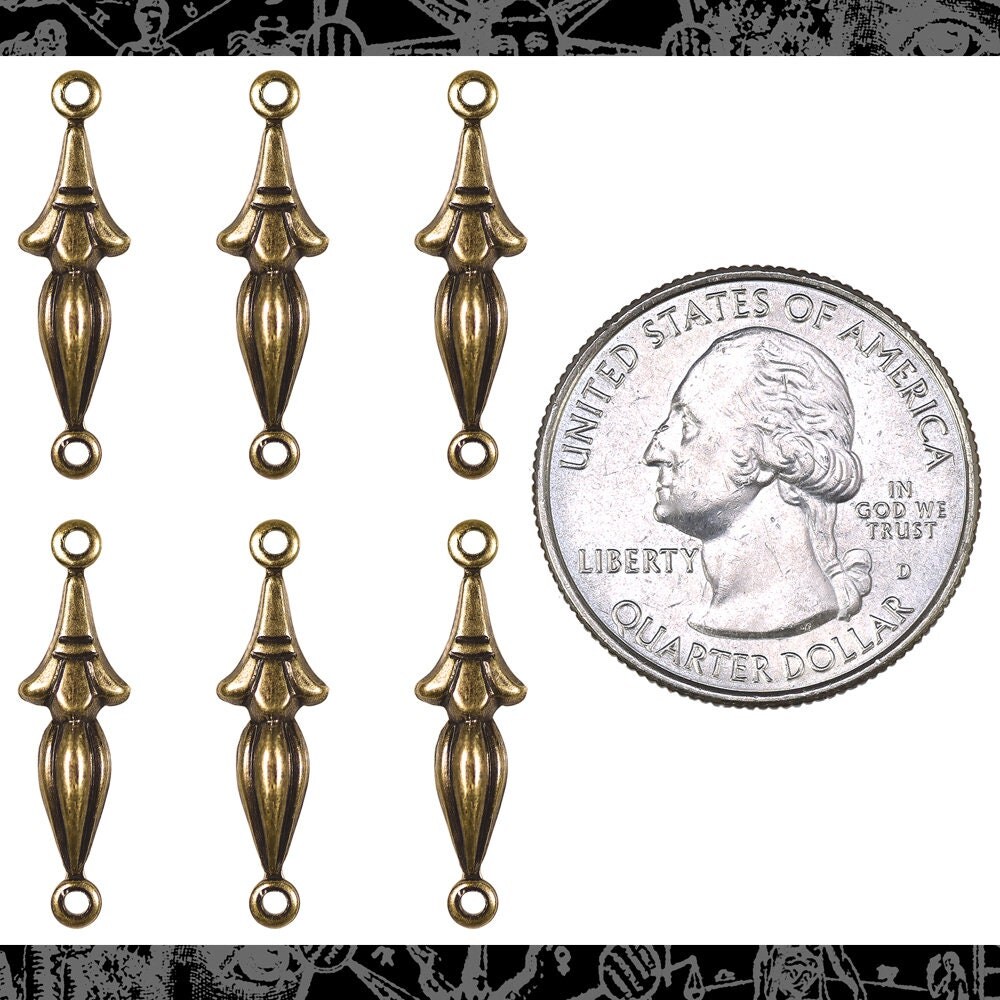 Antiqued Brass Delicate Tulip Two Ring Connectors - Set of Six - AB ...