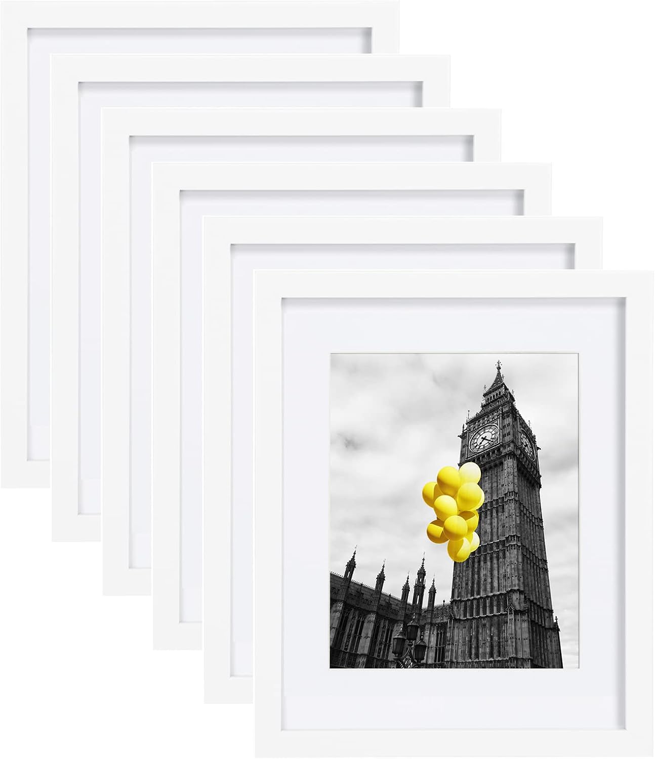 11x14 Picture Frame Set of 6 with Plexiglass, Display Pictures 8x10 ...