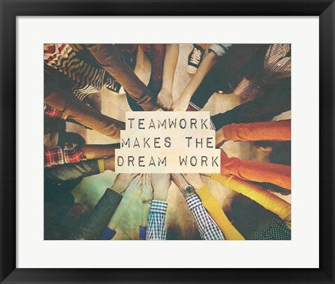 Framed Art Teamwork Makes The Dream Work Stacking Hands Color Wall ...