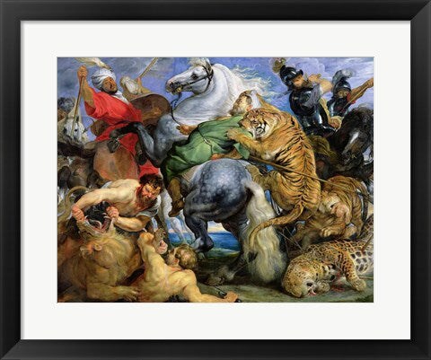 Framed Art The Tiger Hunt by Peter Paul Rubens Wall Decor 18x24 Artwork ...