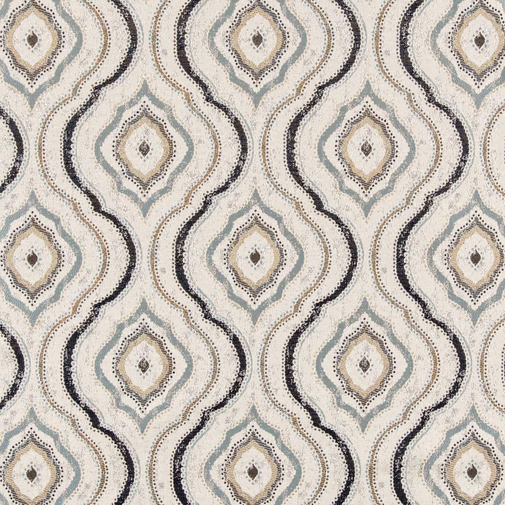 Blue Abstract Geometric Woven Pattern Upholstery Fabric by The Yard ...