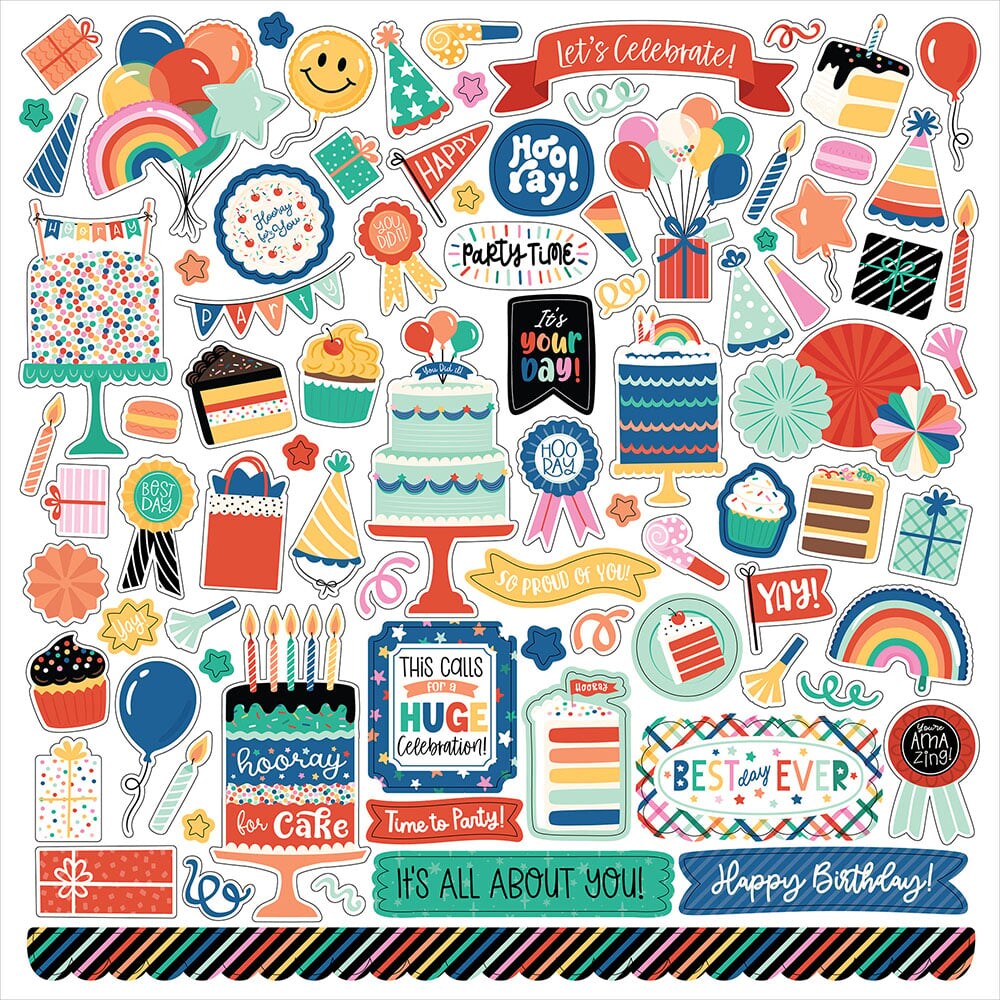 Echo Park Hip Hip Hooray 12 x 12 Cardstock Element Stickers | Michaels