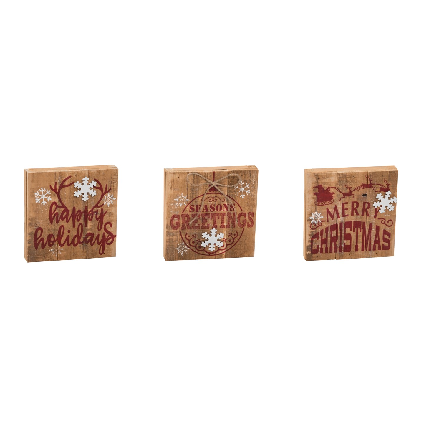 Wood Merry Christmas Block Set of 3 Home Decorations, Color: Red, Count ...