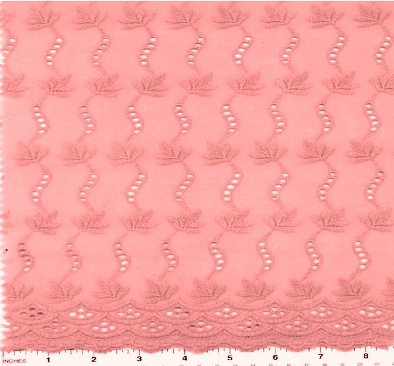 1 Yard Soft Pink Eyelet Embroidery Fabric Cotton Polyester Blend 41/42 ...
