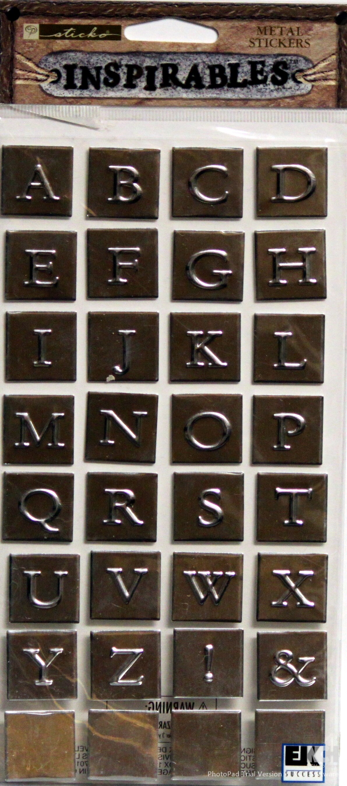 Sticko Inspirables Embossed Silver Metal Dimensional Alphabet Stickers ...