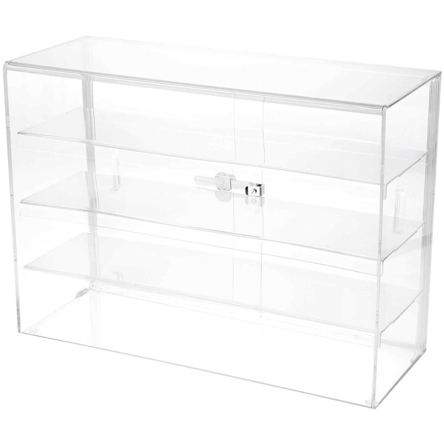 Plymor Clear Acrylic Locking Display Case with Sliding Back, 3 Shelves ...