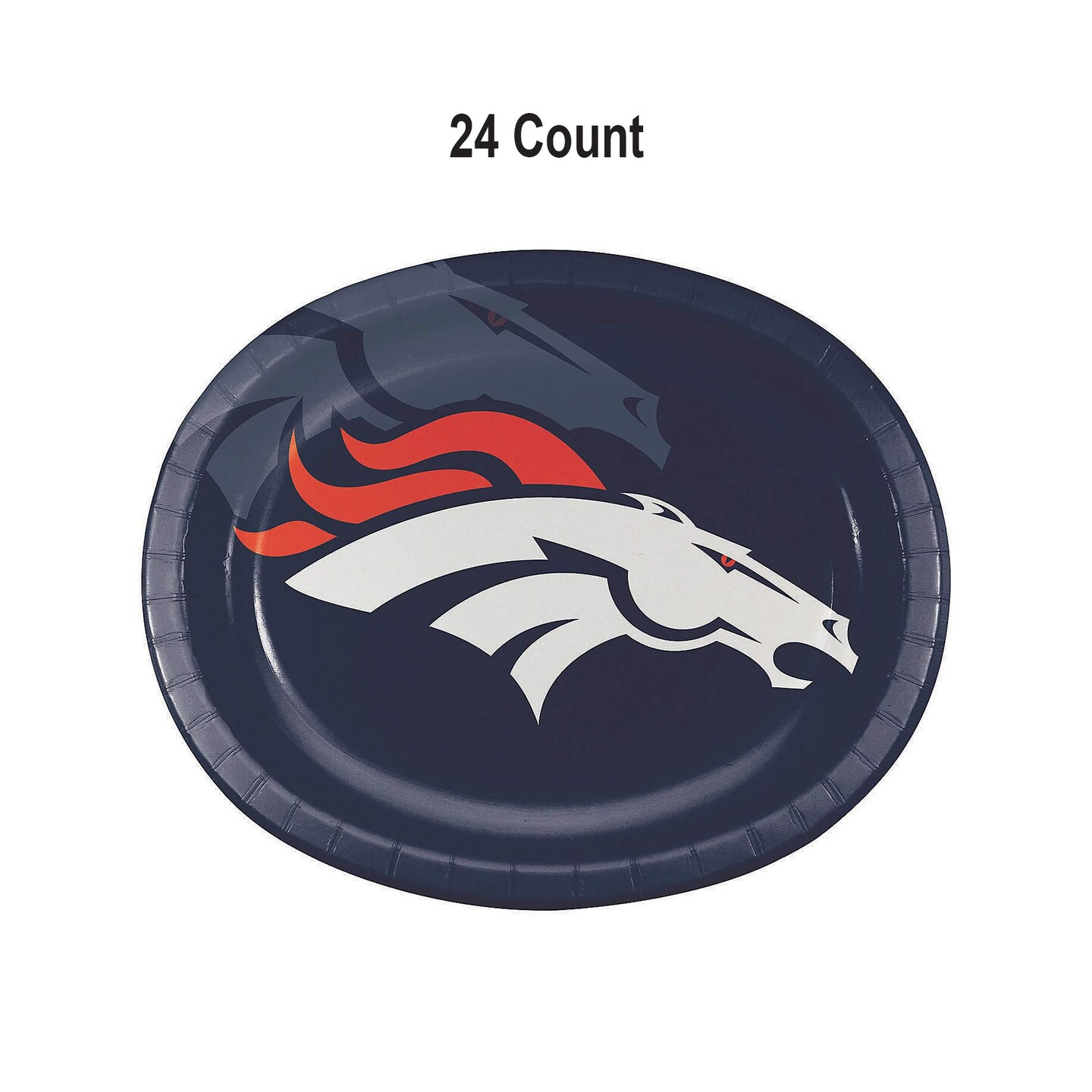 24 Pack 10 Inch NFL Denver Broncos Oval Paper Plates Disposable ...
