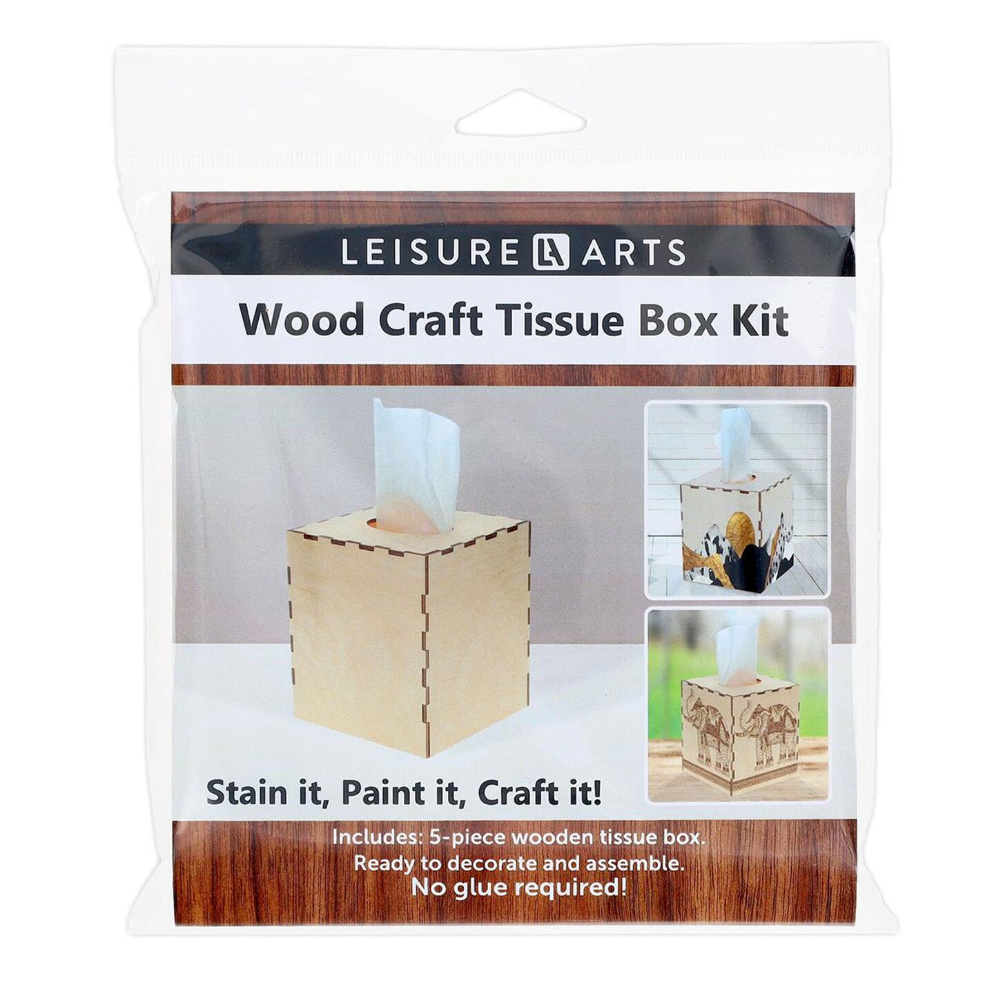 Leisure Arts Wood Tissue Box Square 5.68"X5"X5", Craft Kit, Unfinished ...