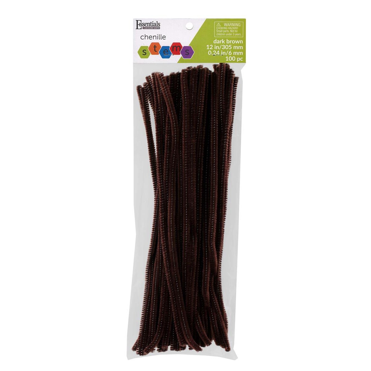 Essentials By Leisure Arts Chenille Stems Dark Brown 12" 6Mm 100Pc ...