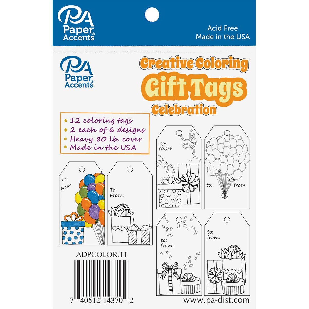 Accent Design Paper Accents Creative Coloring Tags, Celebration, 12pc ...