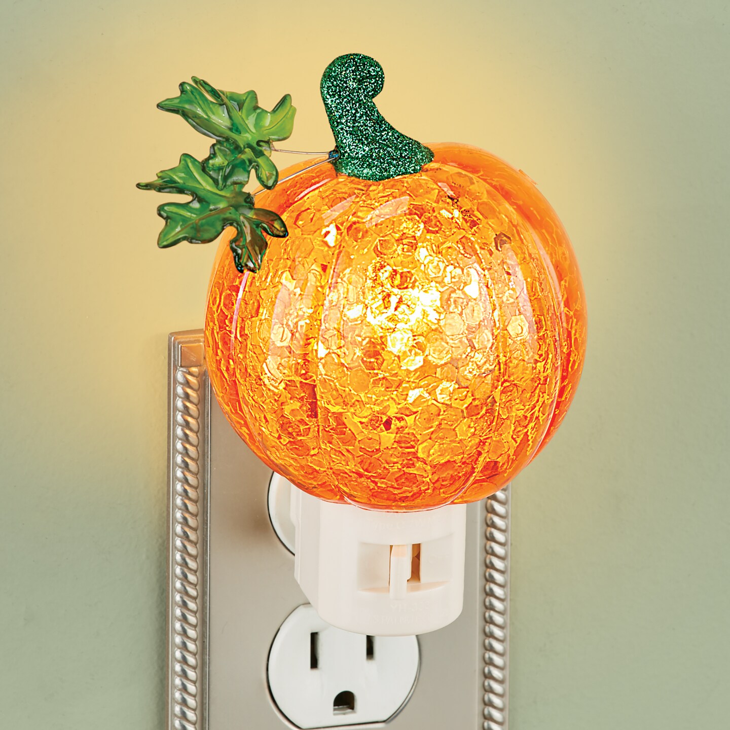 Collections Etc Autumn Pumpkin Glass Plug-In Night Light | Michaels