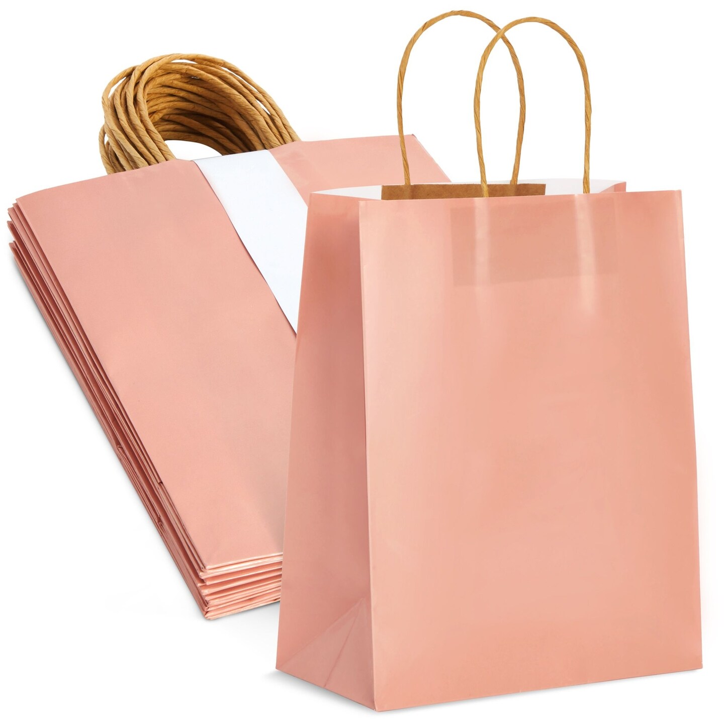 15-Pack of Pink Glossy Medium Paper Gift Bags with Handles 8x4x10 ...