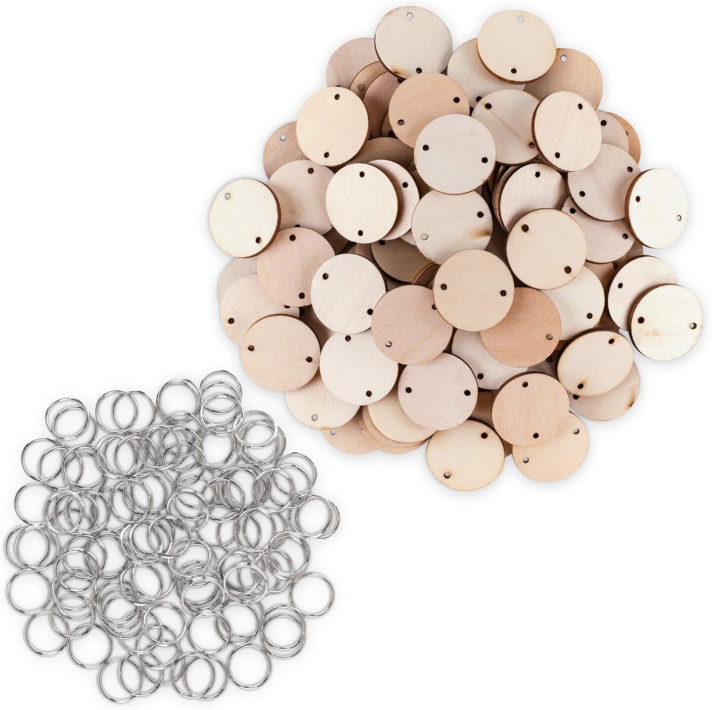 100 Wood Rounds and 100 Key Rings Wooden Circle Discs (1" Inch) | Michaels