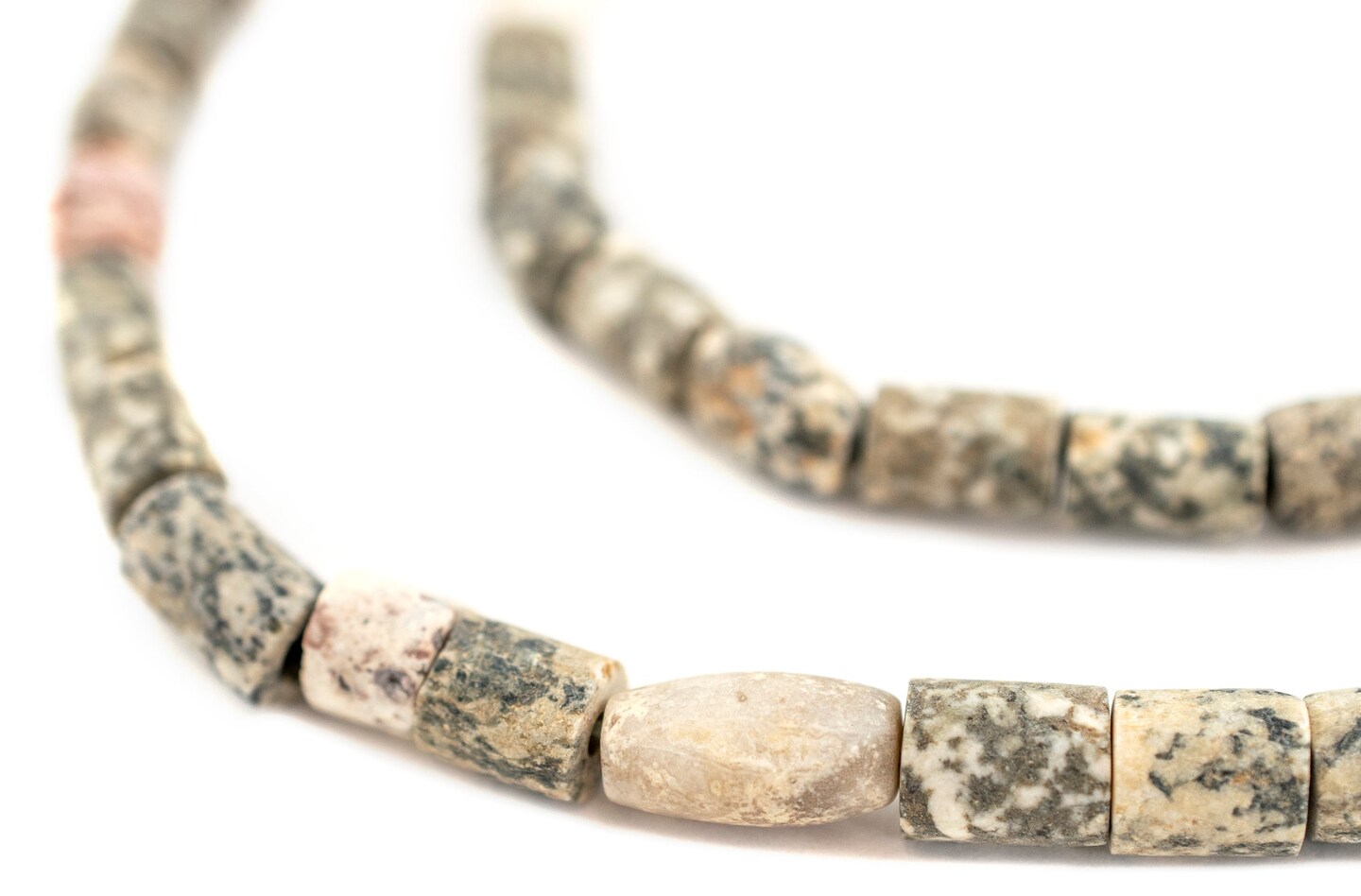 The Bead Chest Ancient Beige Cylindrical Mali Granite Beads 11mm ...
