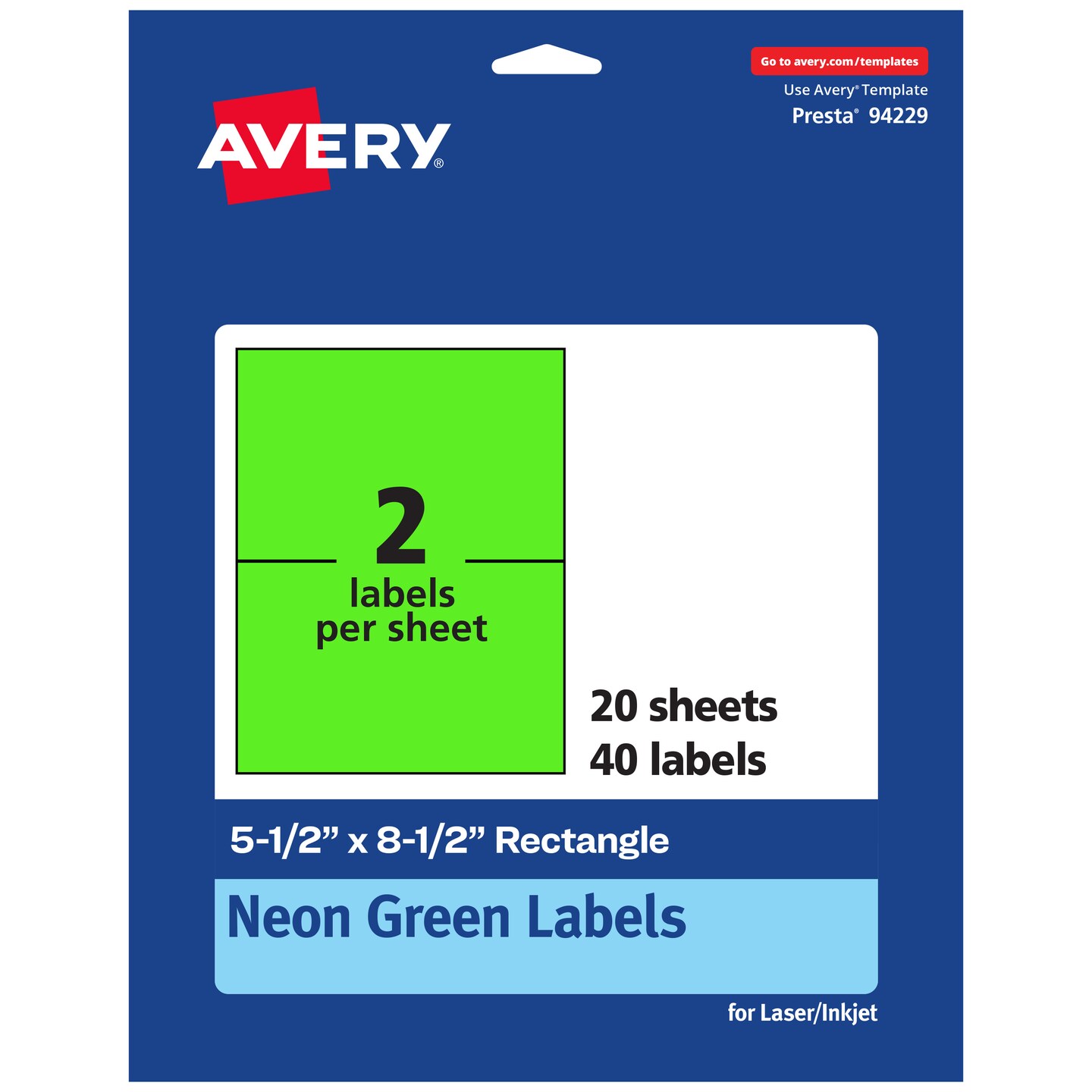 Avery Neon Green Paper Labels, 5.5" x 8.5" Rectangle, Color: Neon Green ...