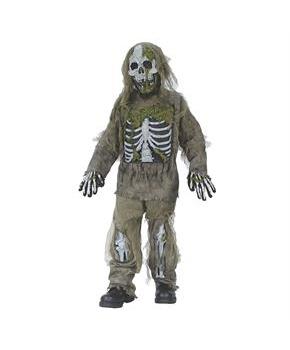 Boys Skeleton Zombie Costume Tattered Shirt Pants Mask Halloween Outfit ...