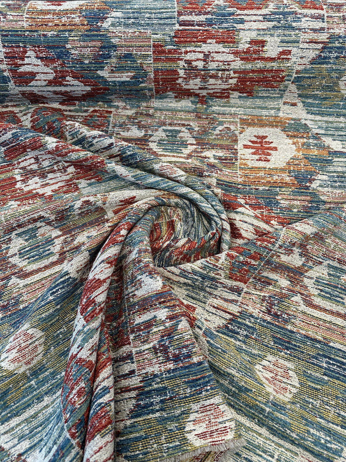 1 Yard Tahoma Vintage Inspired Chenille Upholstery Fabric Multi-Color ...