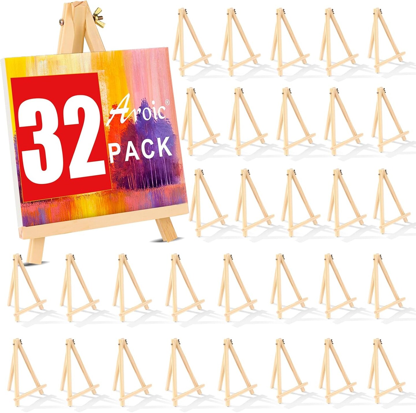 32 Pack 9 Inch Wood Easels, Easel Stand for Painting Canvases, Art, and ...