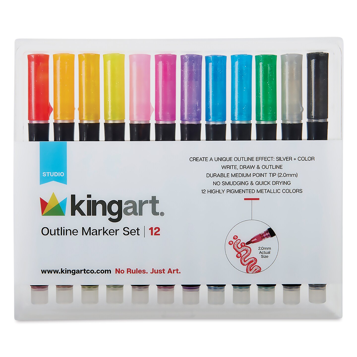 Kingart Outline Metallic Markers - Metallic Silver, Set of 12 | Michaels