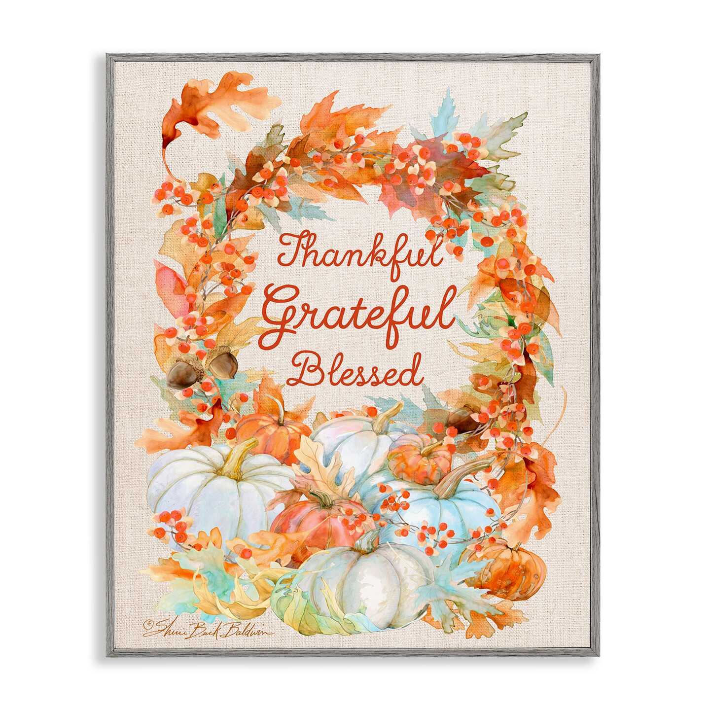 Thankful Grateful Blessed Autumn Harvest Framed Giclee Art | Michaels