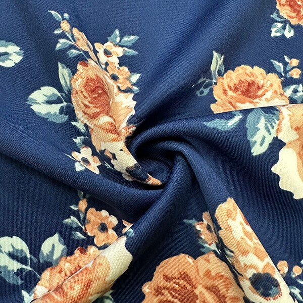 Navy and Peach Multi Floral Print Scuba Knit Fabric By the Yard | Michaels