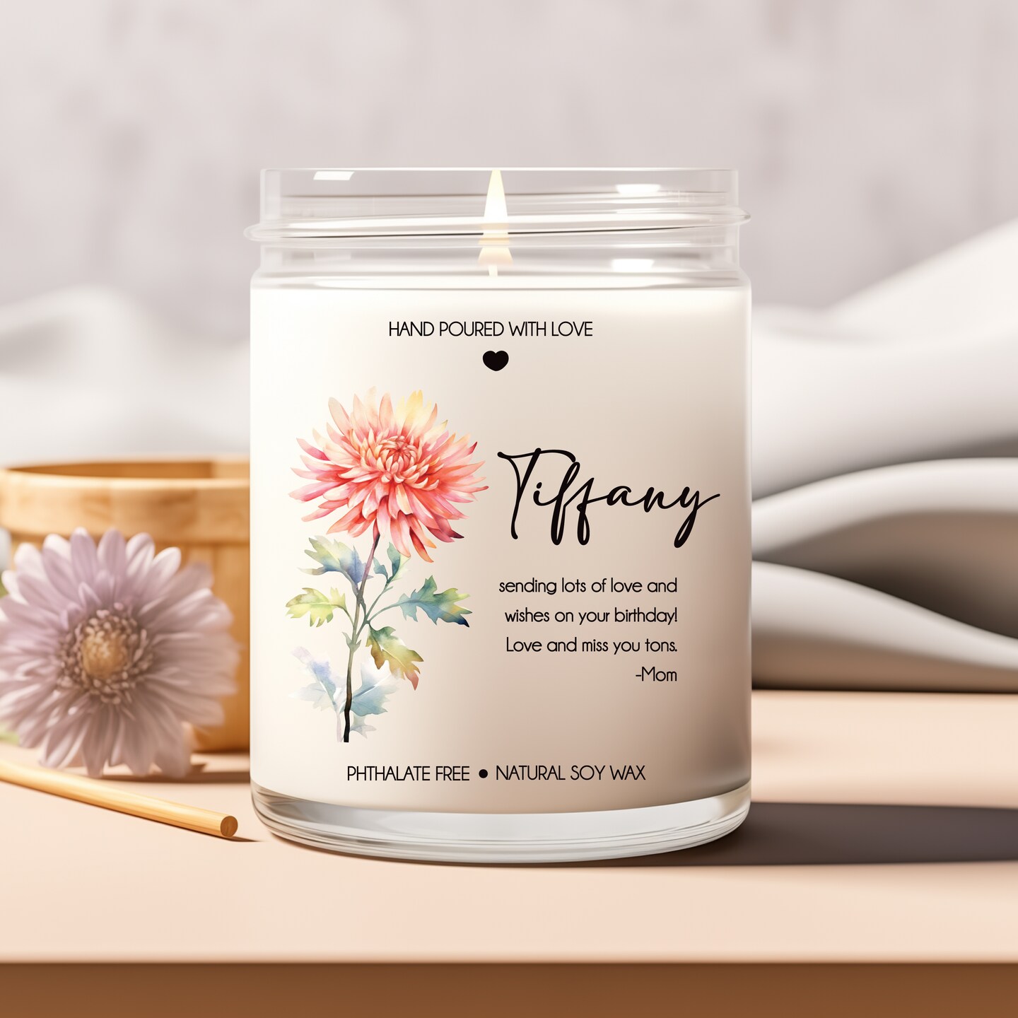 Handmade November Birth Month Flower Gift Custom Birth Month Candle ...