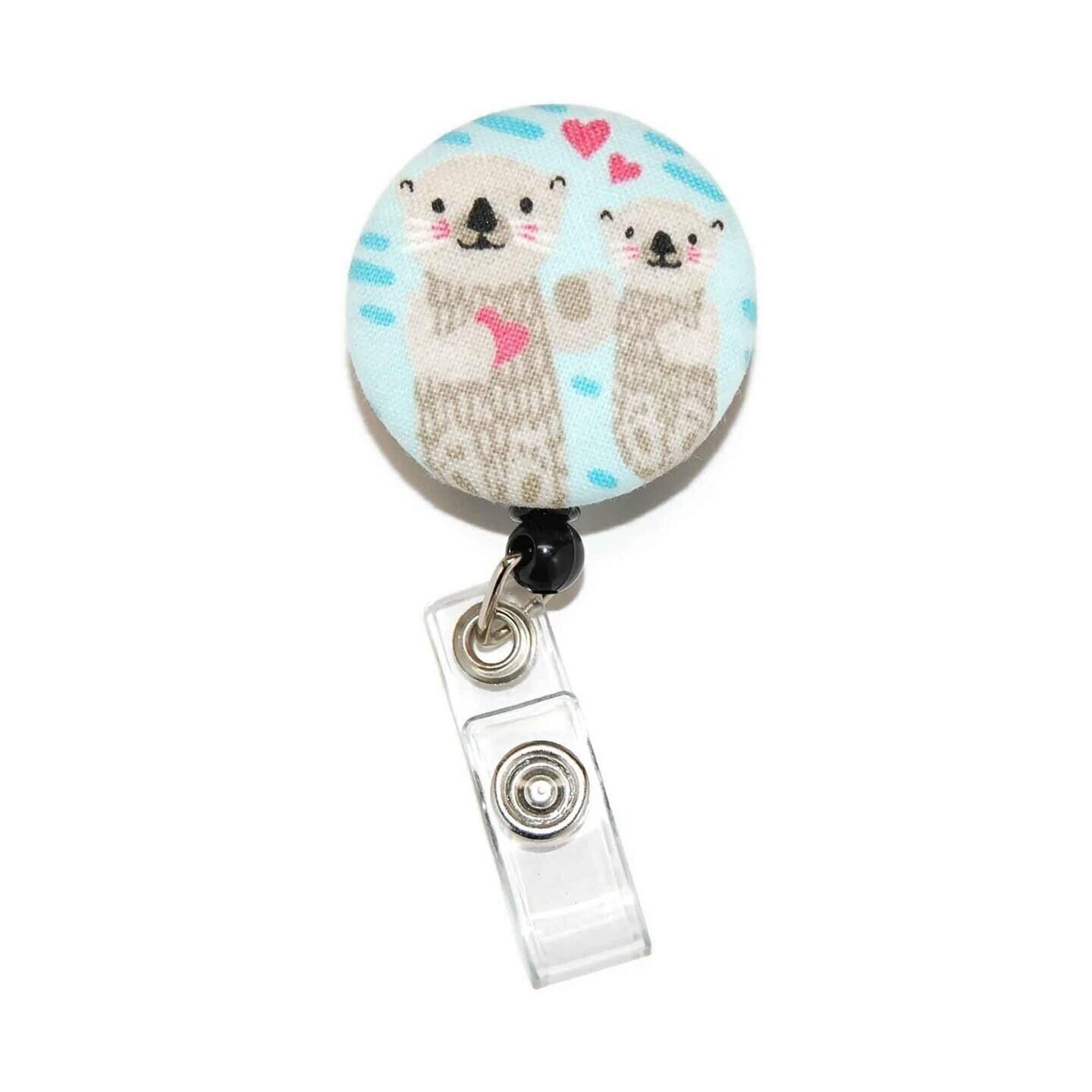Otters in Love Adorable ID Badge Reel - Retractable Name Tag Holder ...