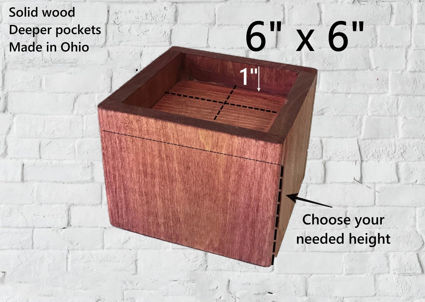 6" x 6" Solid wood furniture bed riser, sold individually, not as a set ...
