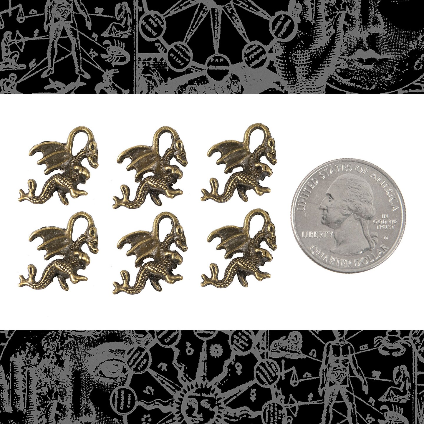 Bronze Finish Dragon Charms - Set of Six - ZB-C19 | Michaels