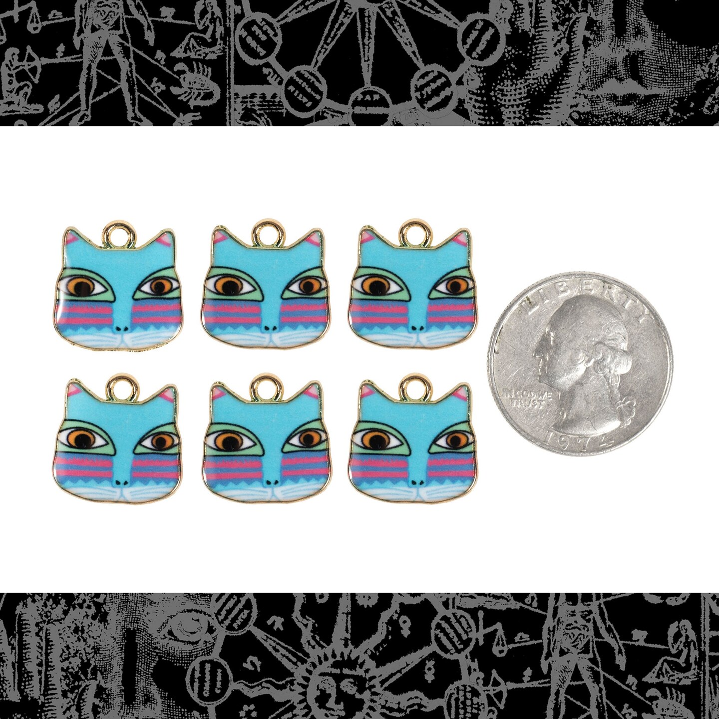 Abstract Blue and Pink Cat Charms - Set of Six - ZG-C32 | Michaels