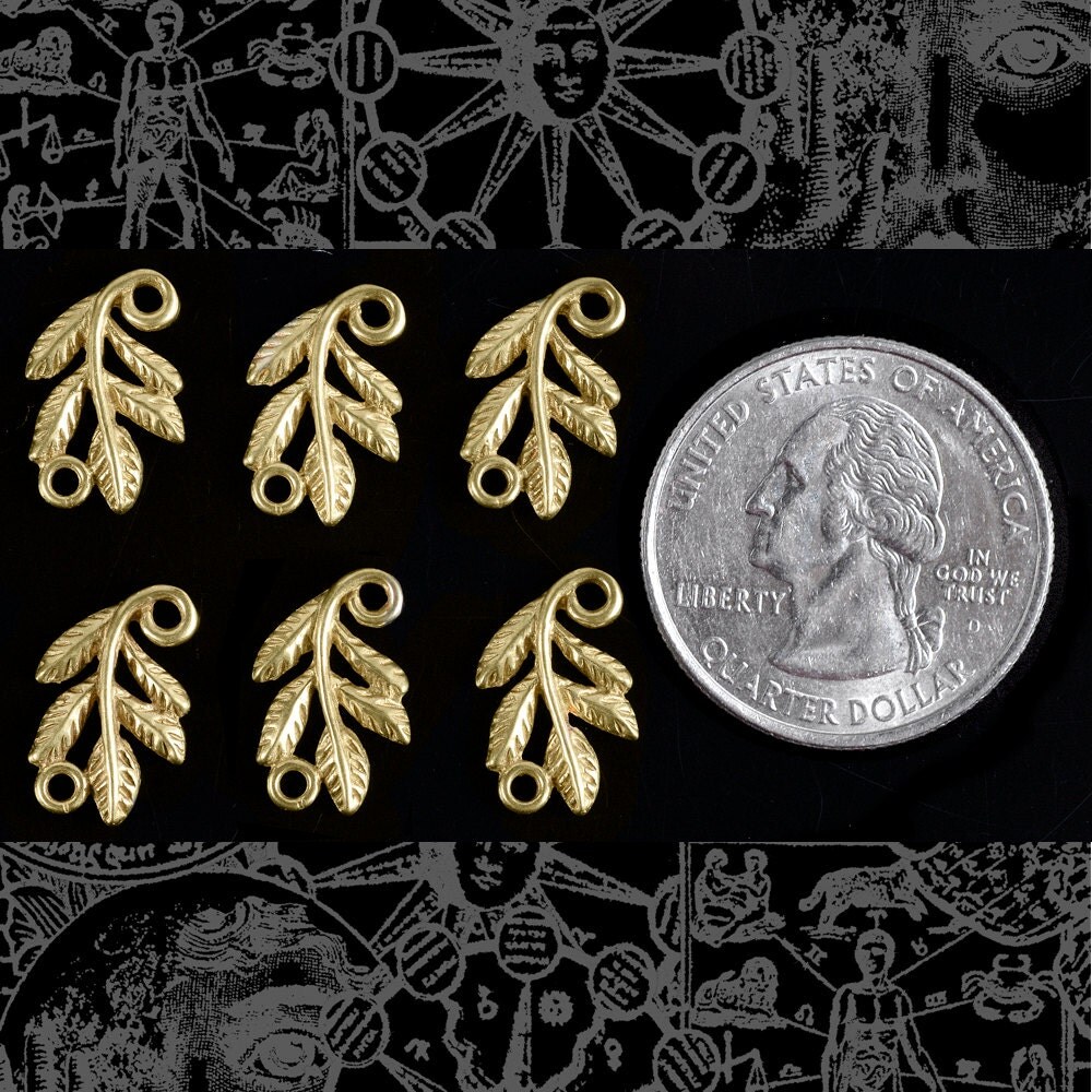 Raw Brass Leafy Two Ring Connectors - Set of Six - B-2C61 | Michaels
