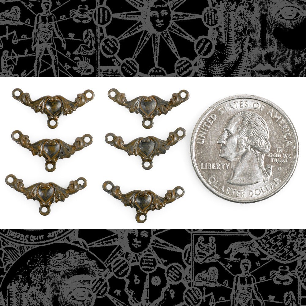 Chocolate Brown Plated Brass Finish Heart Three Ring Connectors - Set ...