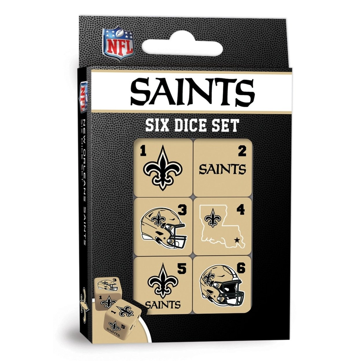 Orleans Saints Dice Set 19Mm Officially Licensed 6-Piece Gaming Dice ...