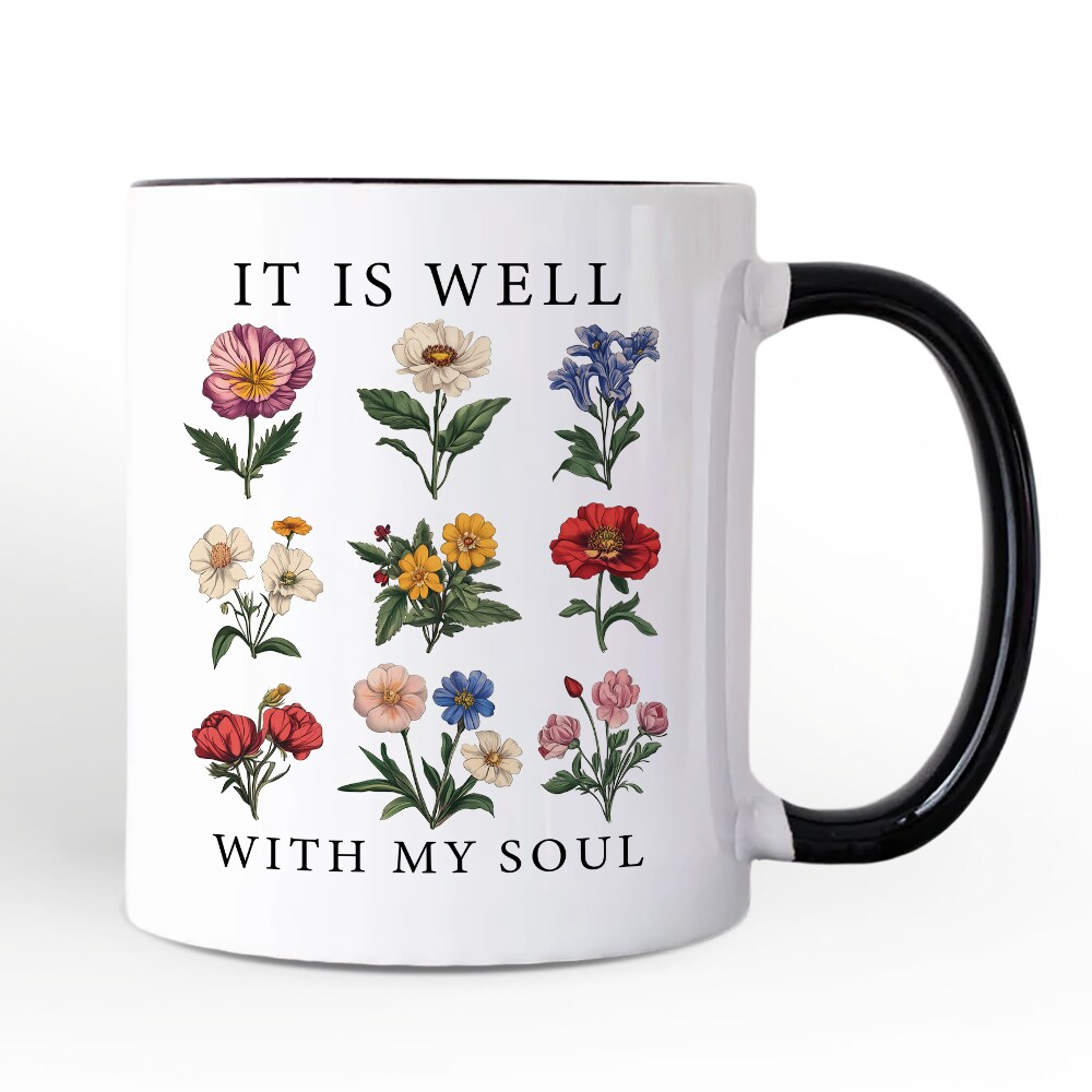 It Is Well With My Soul Christian Floral Mug, Vintage Bible Verse Gift ...